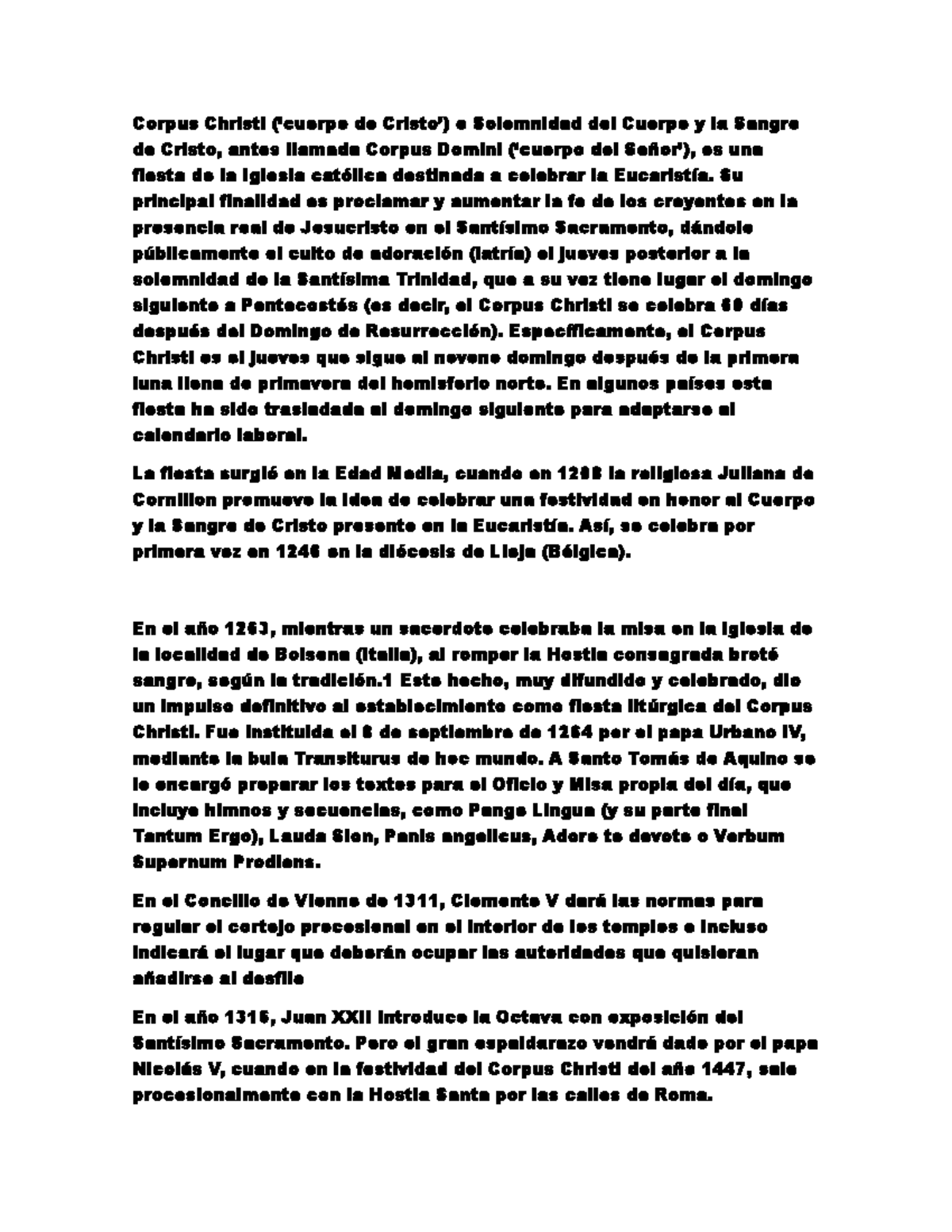 Corpus Christi - derecho difícil pero no imposible - Corpus Christi (‘cuerpo de Cristo’) o - Studocu