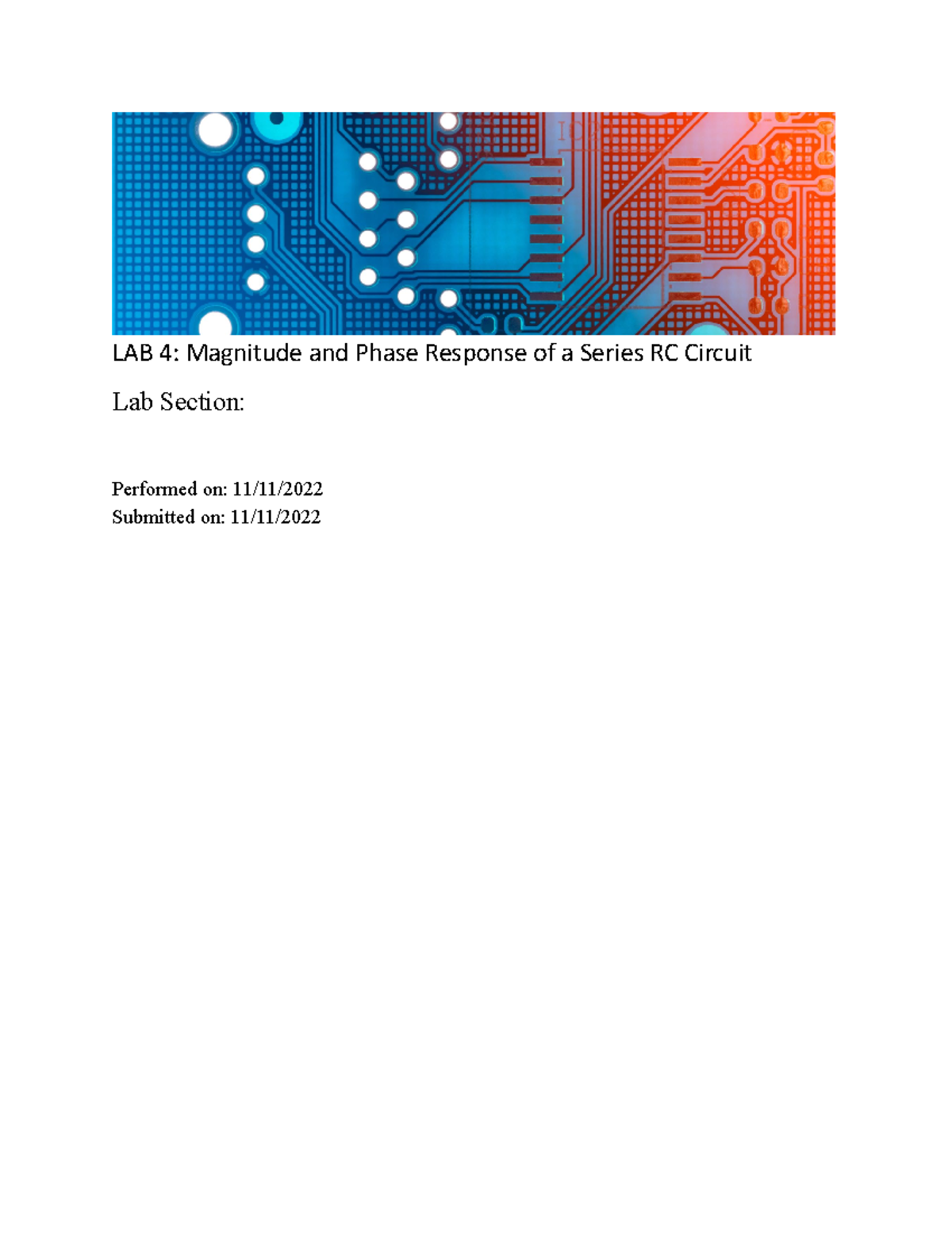 Lab 4 ELEC 2501 - Lab 4 electrical circuits - LAB 4: Magnitude and ...