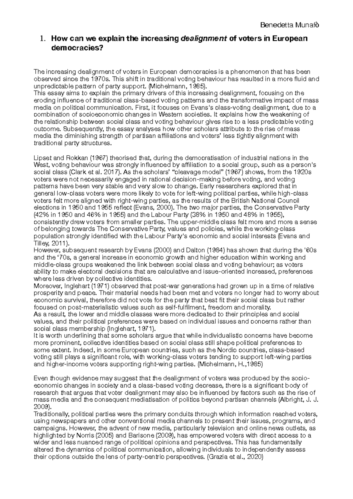 How can we explain the increasing dealignment of voters in European ...