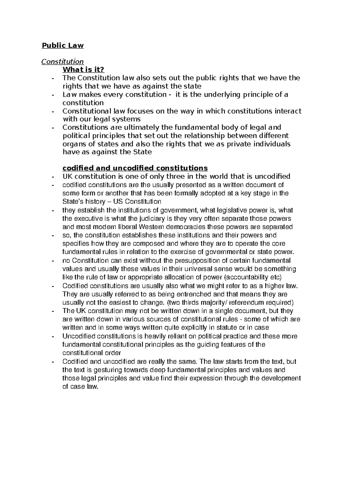 Codified and uncodified constitutions - Public Law Constitution What is ...