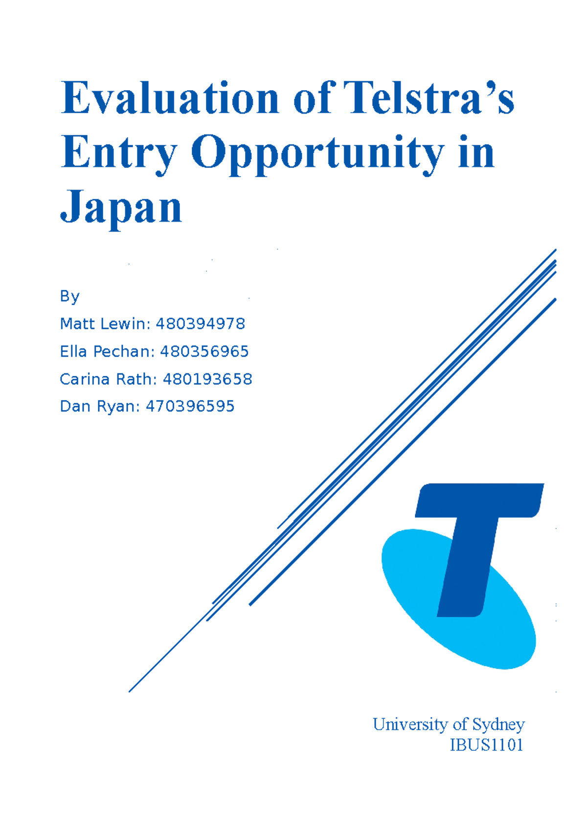 Case Study, Internationalising Company, Telstra in Japan - Evaluation ...