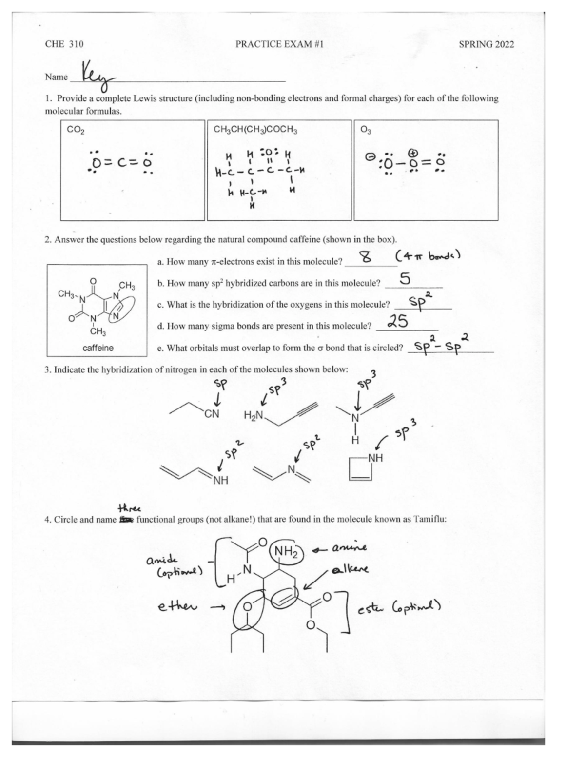 CHE Practice Exam #1 SP 2022 KEY - CHE 310 - Studocu