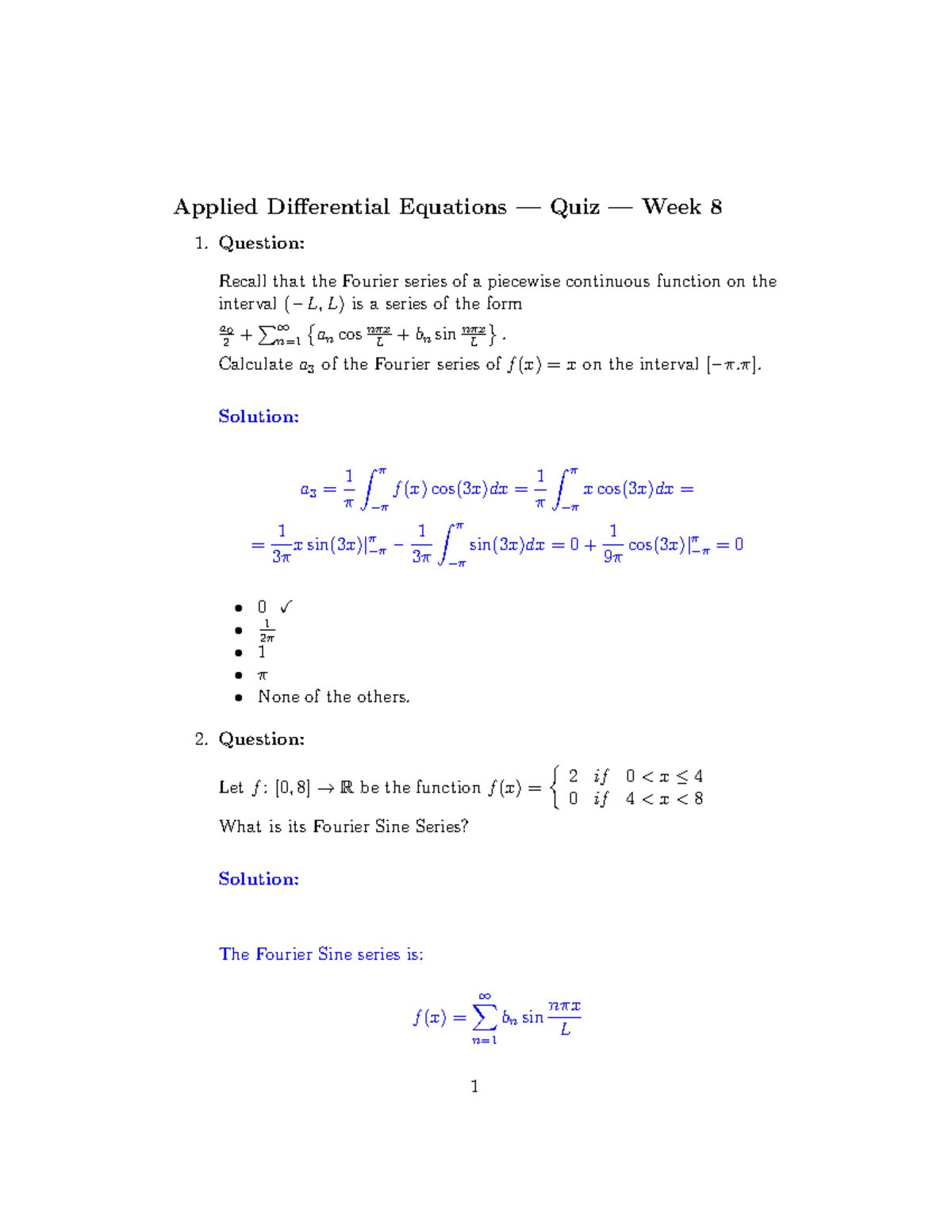 ADE-Quiz-Week8 - Notes - Applied Differential Equations — Quiz — Week 8 ...