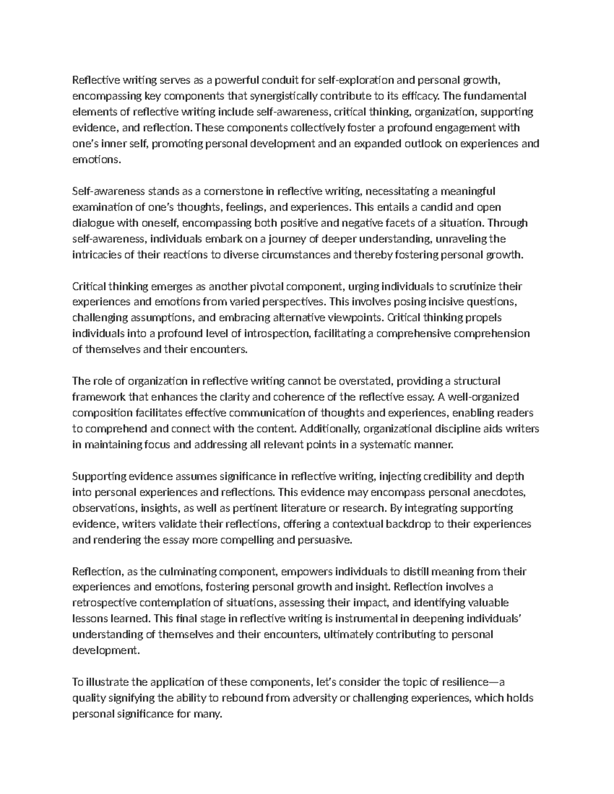 Engl 1102 Assignment unit 5 - Reflective writing serves as a powerful ...