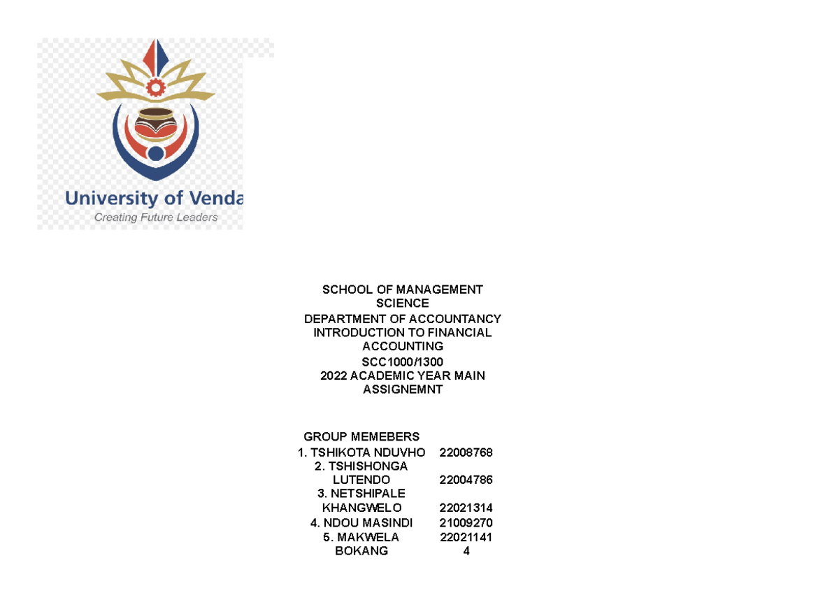 ACC Assignment Group B submission - SCHOOL OF MANAGEMENT SCIENCE ...