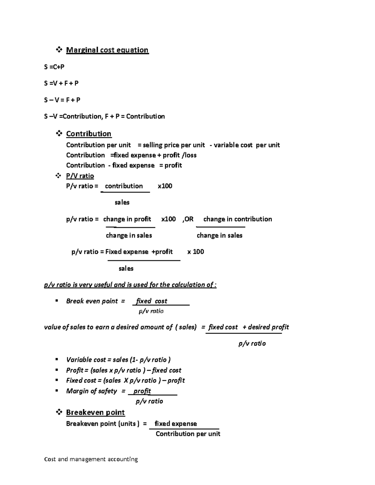 Marginal cost equation - Studocu