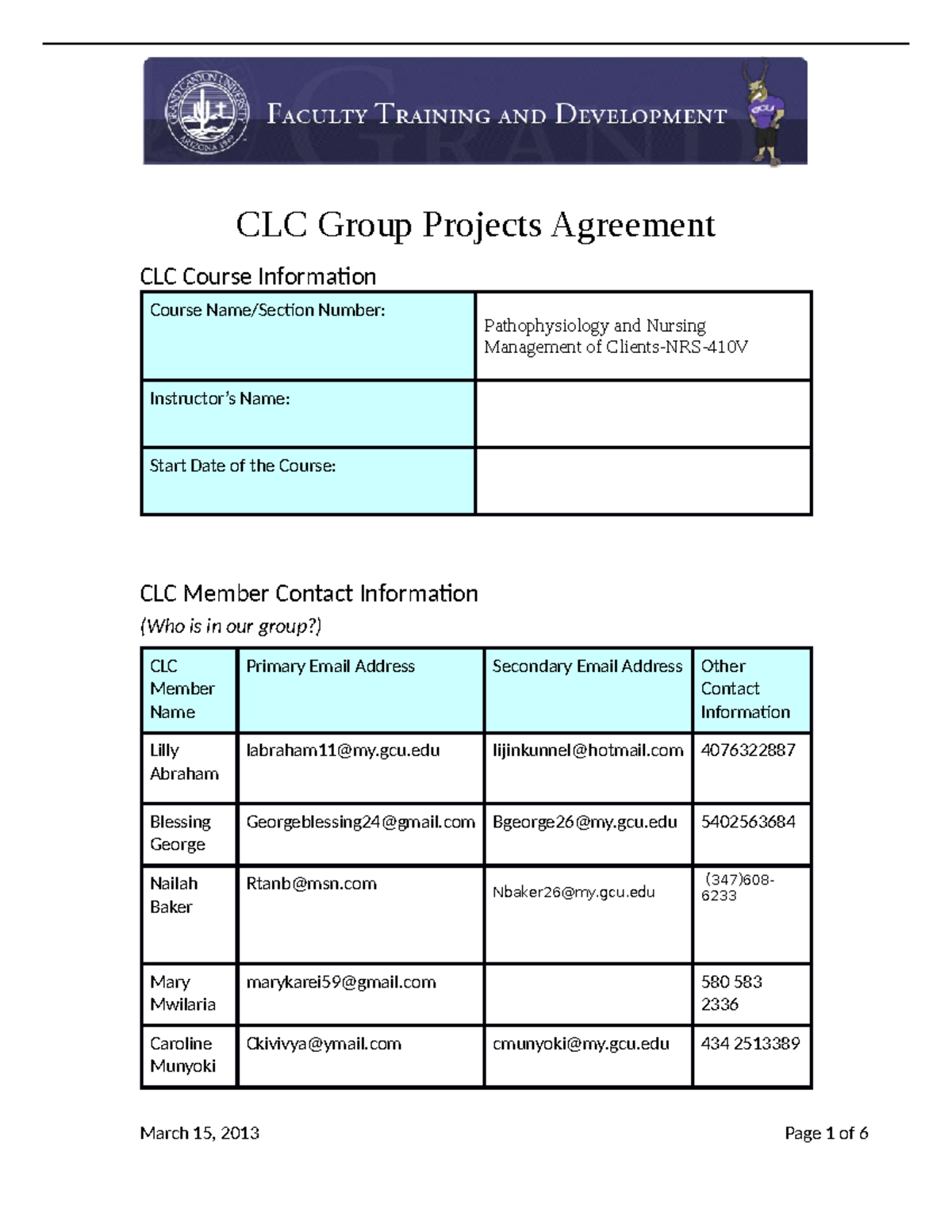 BLUE Group Agreement - CLC Group Projects Agreement CLC Course ...