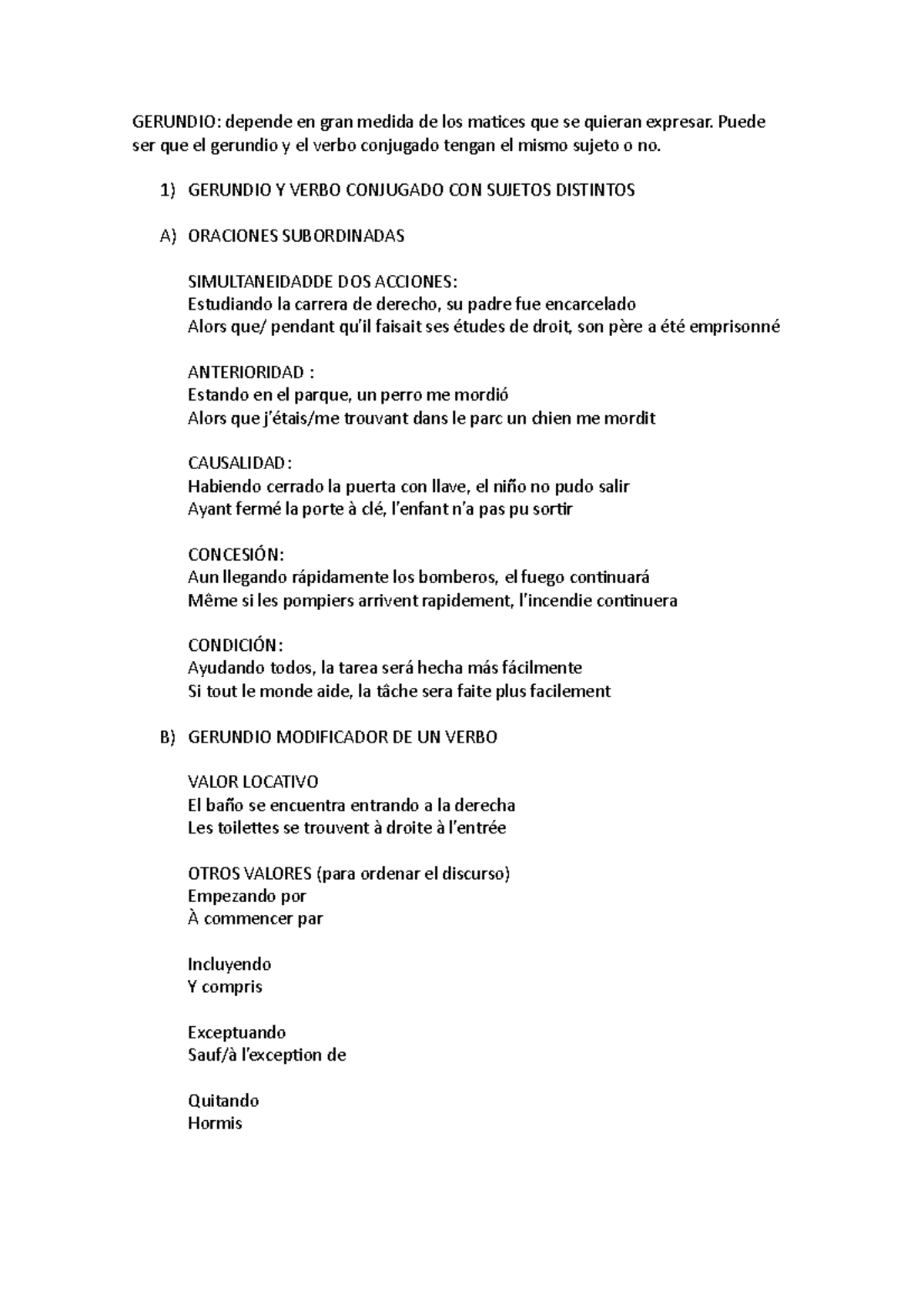 Esquema Gerundio - GERUNDIO: depende en gran medida de los matices que ...