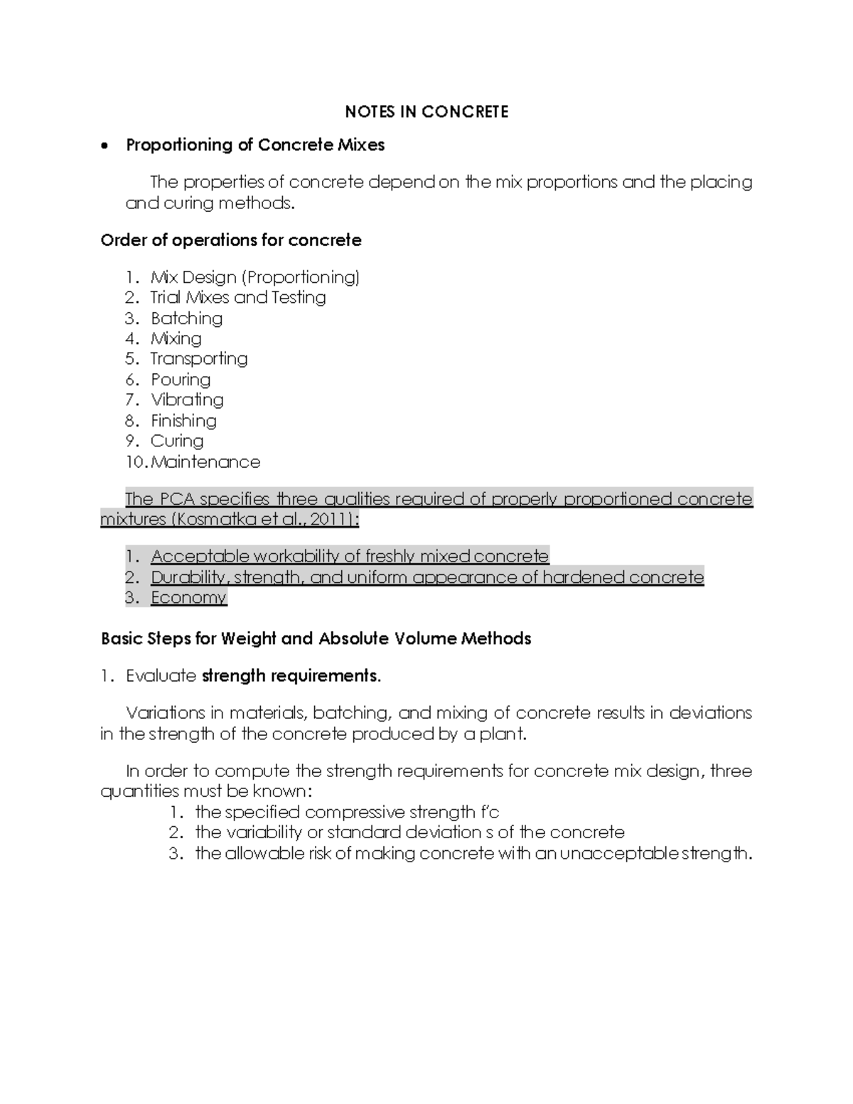 Reviewer-for-Concrete - NOTES IN CONCRETE Proportioning of Concrete ...