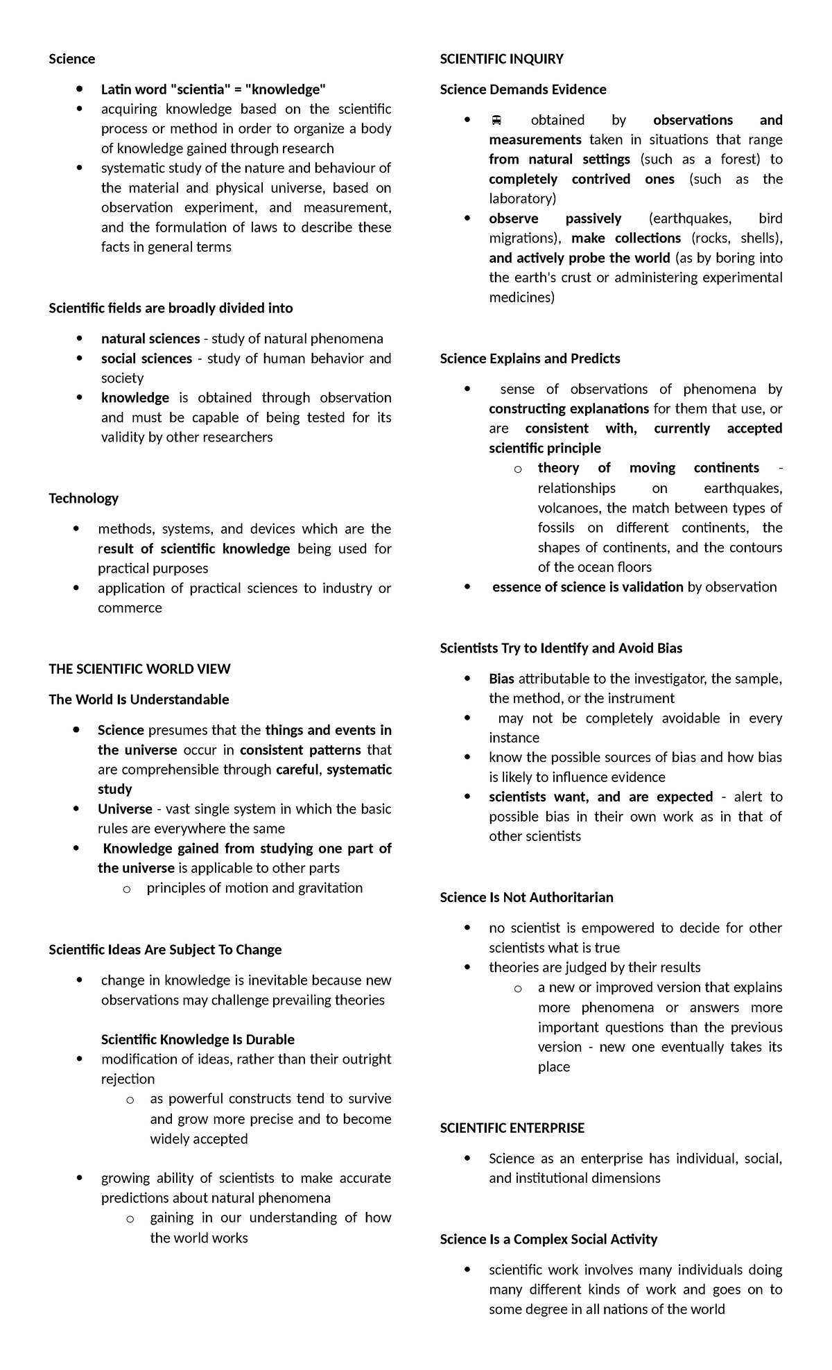 Ensci - Science Latin word "scientia" = "knowledge" acquiring knowledge ...