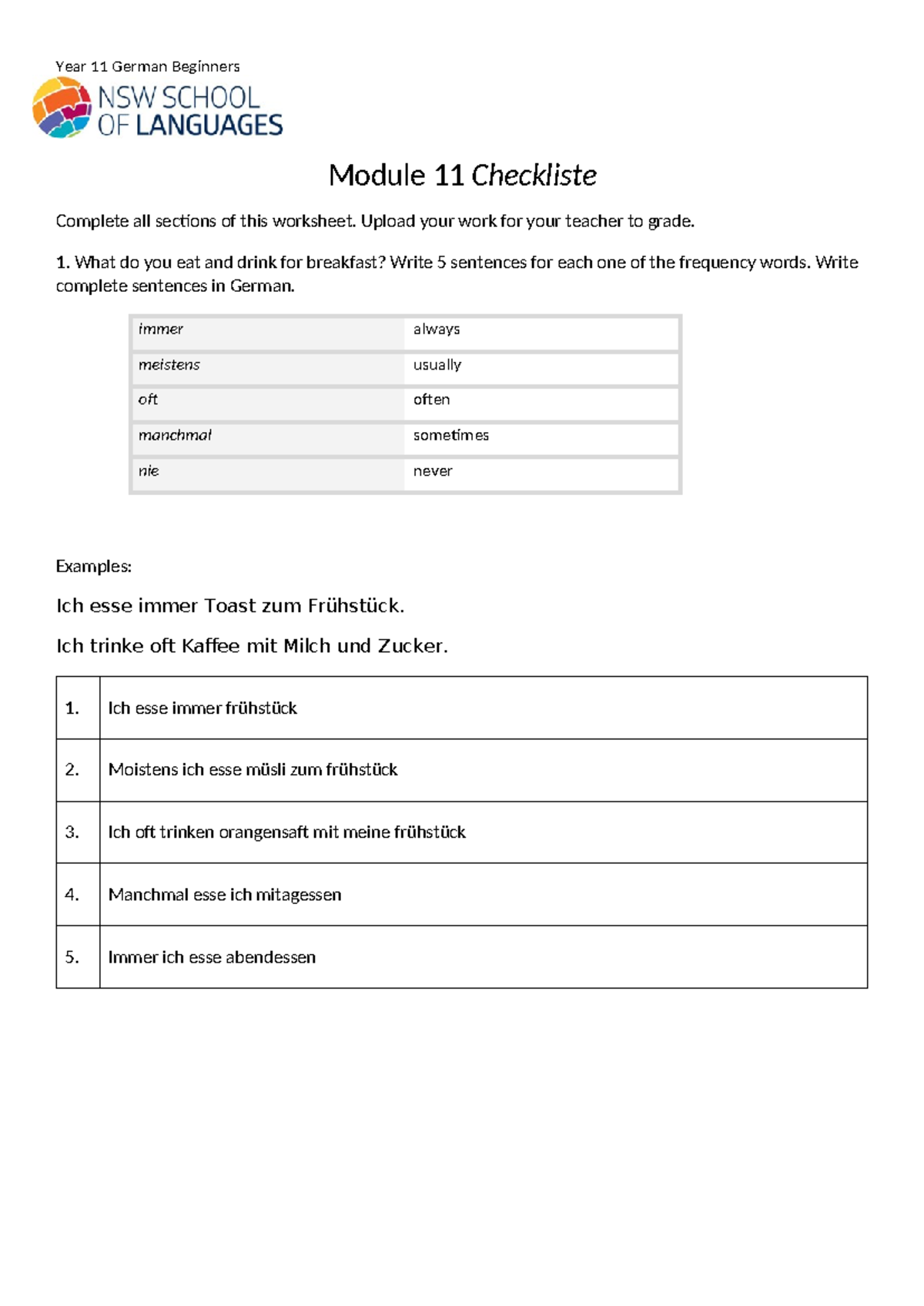 Checklist Module 11 - Its german beginers - Module 11 Checkliste ...