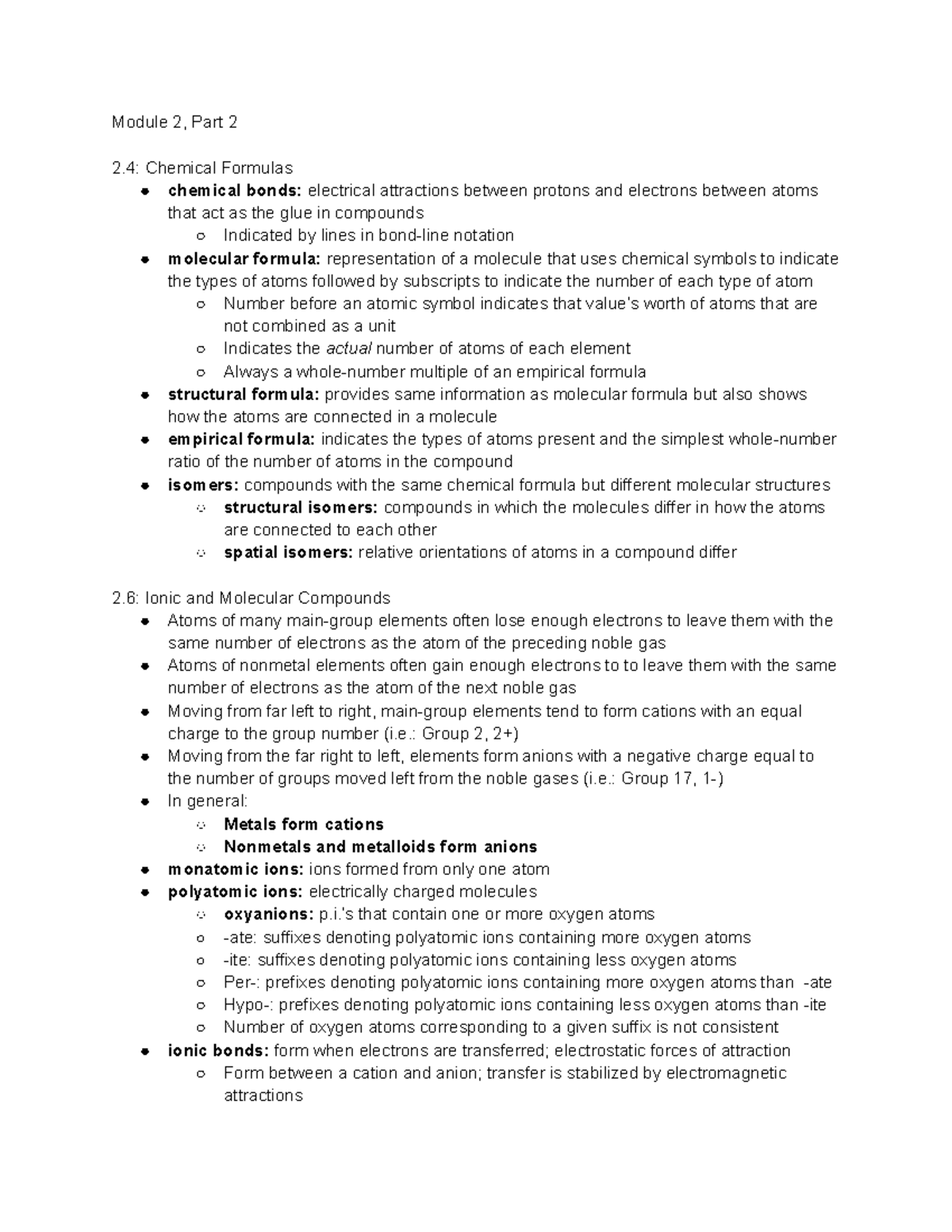 Module 2, Part 2 - Chemistry 2e - Module 2, Part 2 2: Chemical Formulas chemical bonds ...