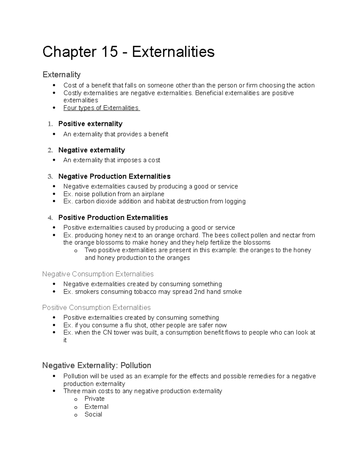 Chapter 15 Econ textbook Review - Chapter 15 - Externalities ...