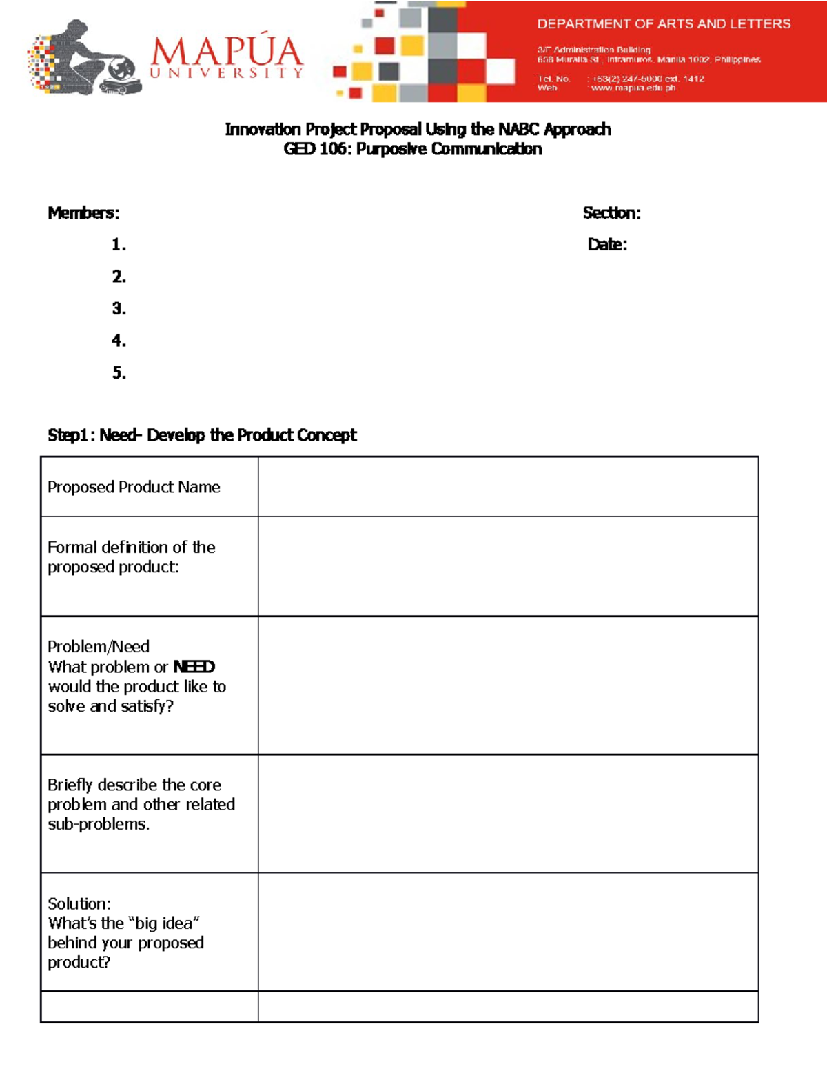 Innovation Project Proposal Using the NABC Approach - Solution: What’s ...