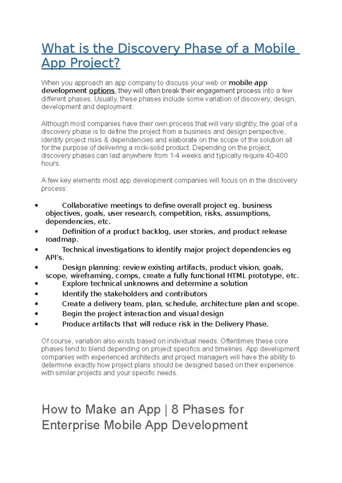 Phases for Enterprise Mobile App Development - What is the Discovery ...