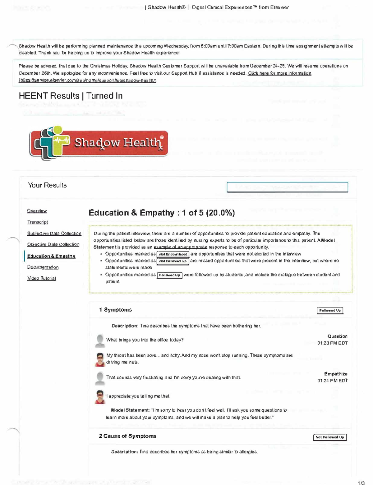 Heent empathy - Shadow health - I Shadow Health® I Digital Clinical ...