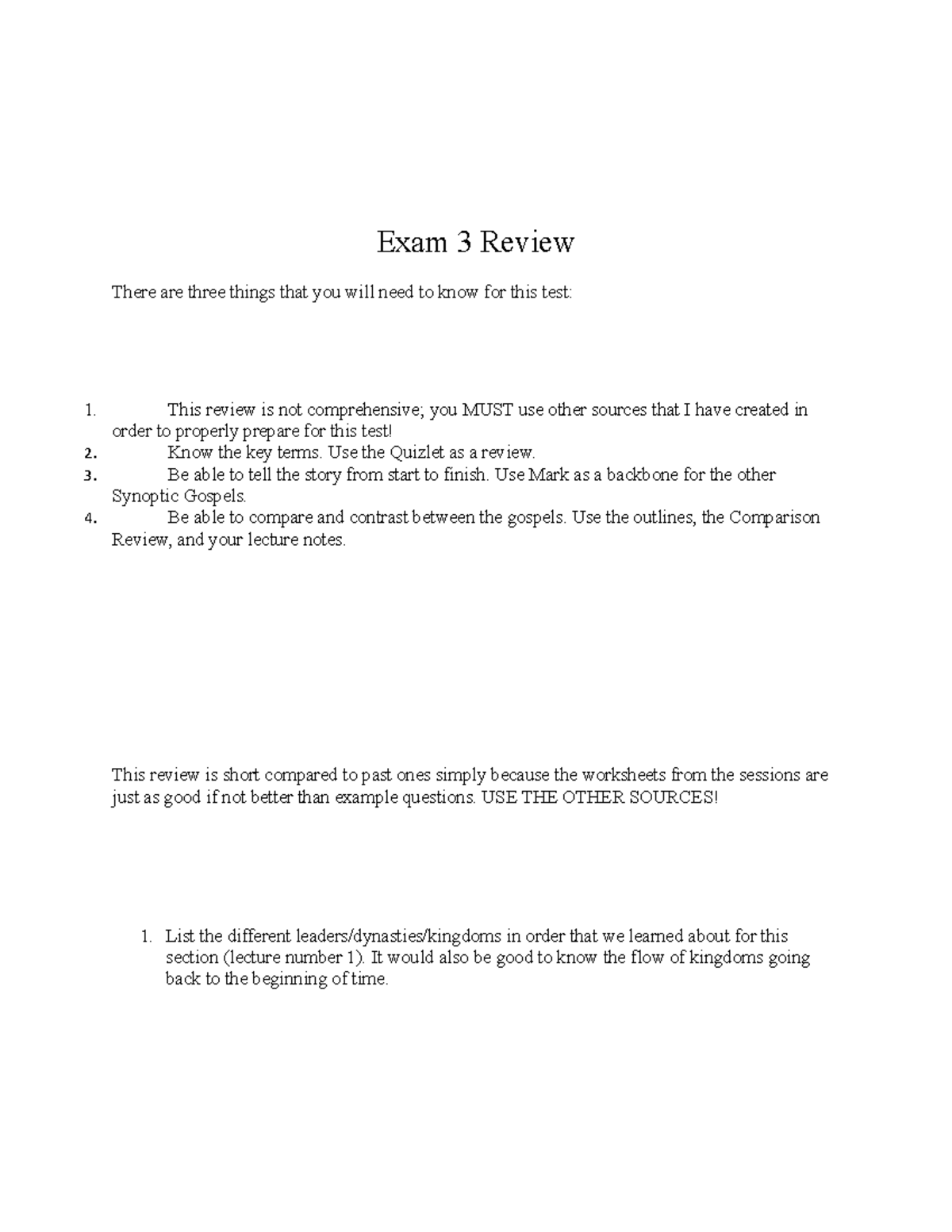 Exam 3 Review Christian Scriptures - Exam 3 Review There are three ...