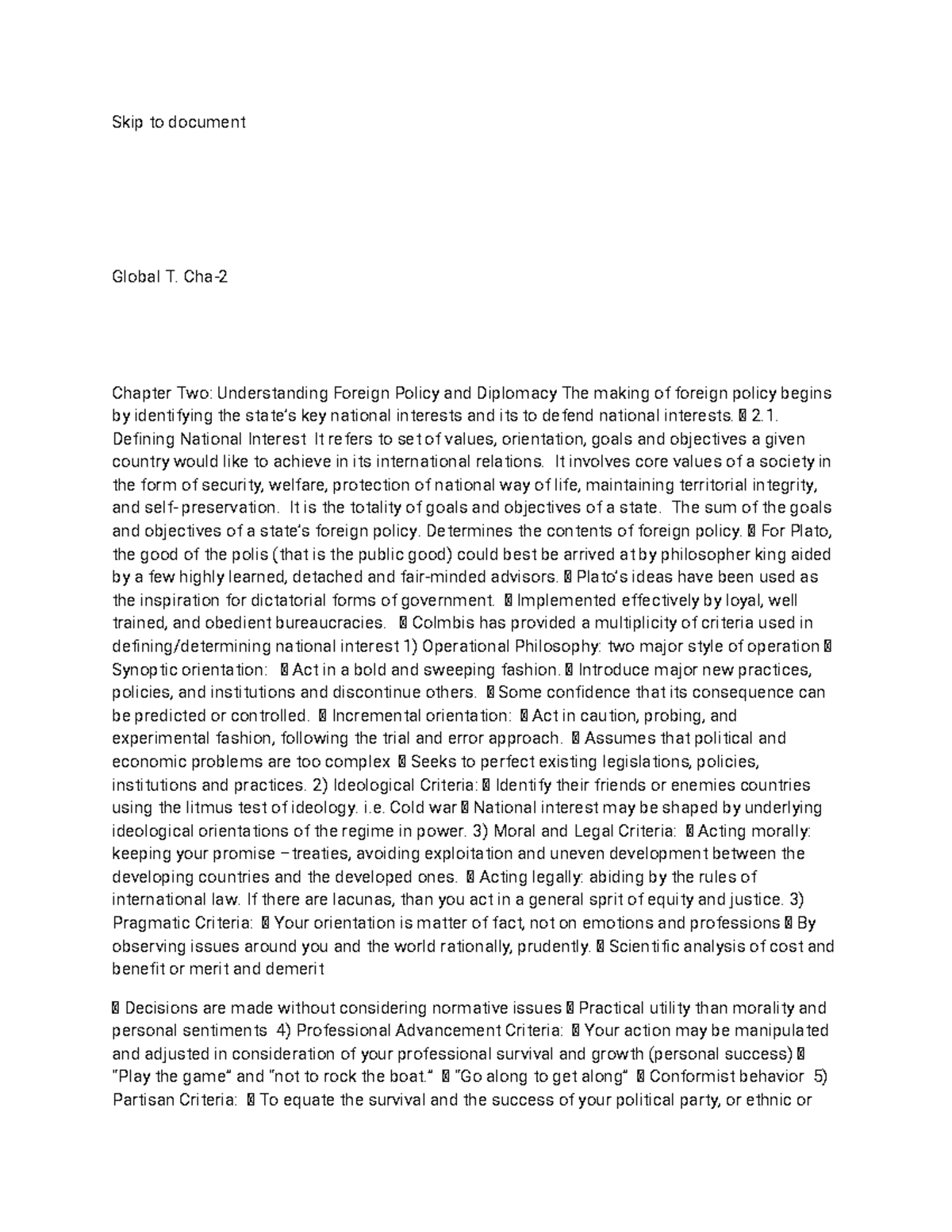 Global trends assignment - Skip to document Global T. Cha- Chapter Two ...