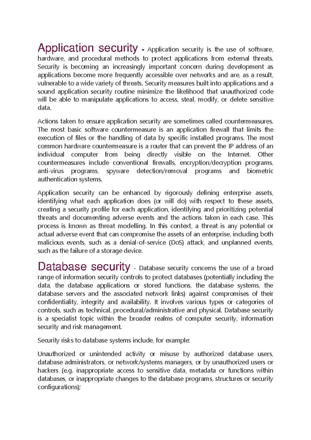 Application Security Unit 2 Application Security Application