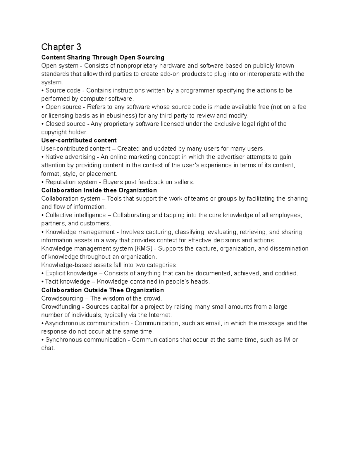 Chapter 3 - Chapter 3 Content Sharing Through Open Sourcing Open system ...