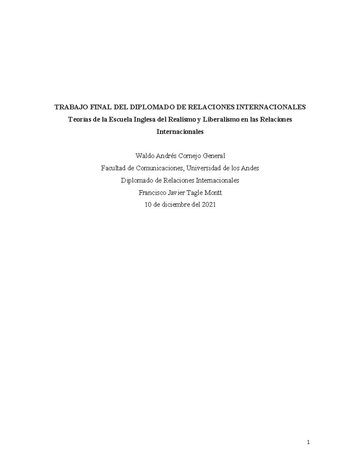 Ensayo Trabajo final diplomado RRII Teoria Realismo y Liberalismo ...