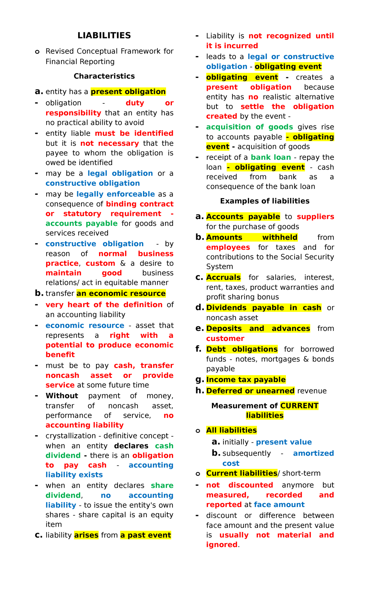Liabilities - Prelim 2nd year - LIABILITIES o Revised Conceptual ...