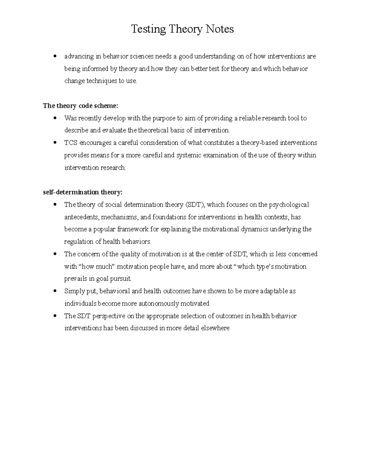 Testing theory notes - Testing Theory Notes advancing in behavior ...
