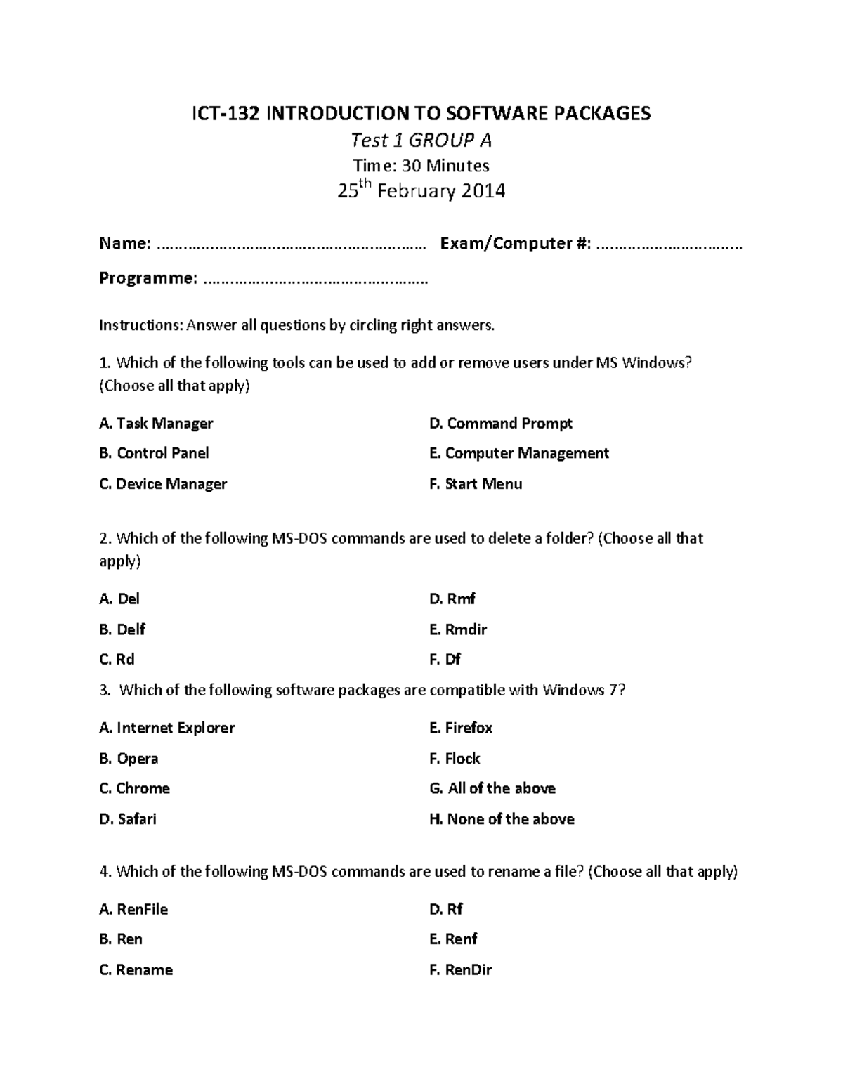 ICT 132 Introduction TO Software Package - ICT-132 INTRODUCTION TO ...