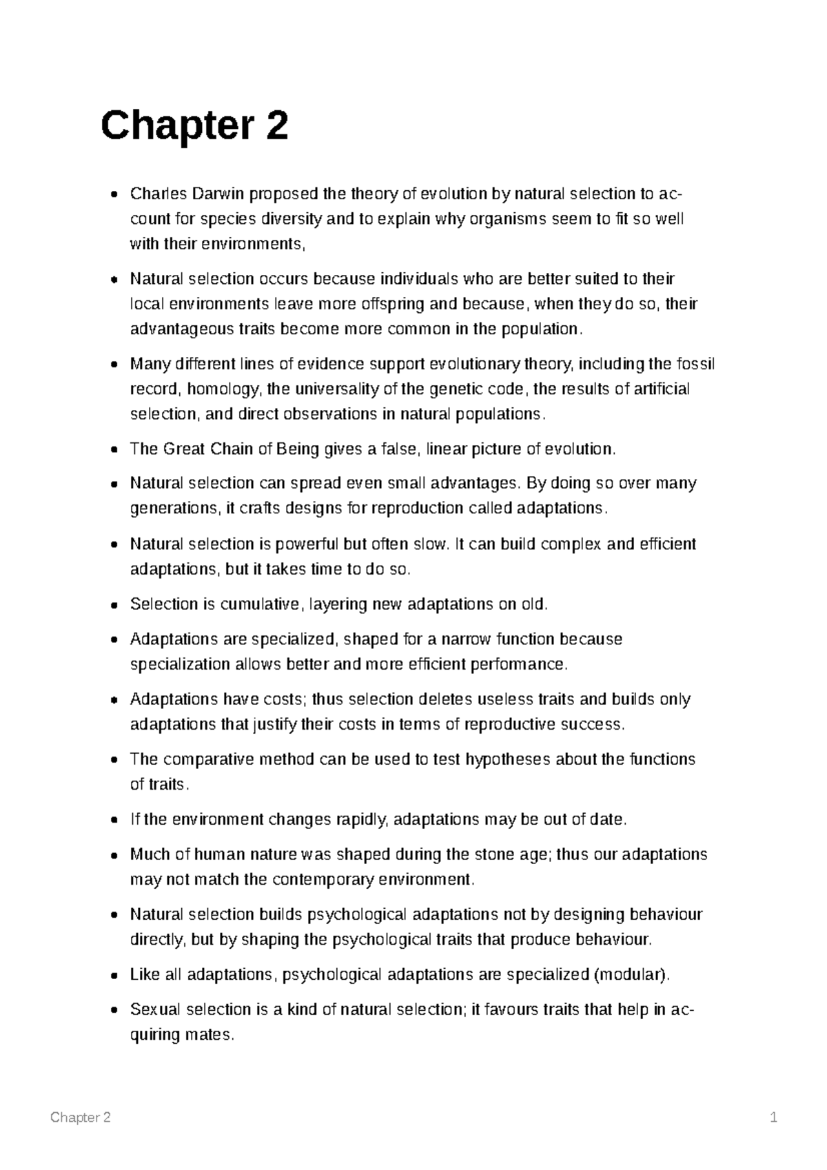 Chapter 2 Summary - Chapter 2 1 Chapter 2 Charles Darwin proposed the ...