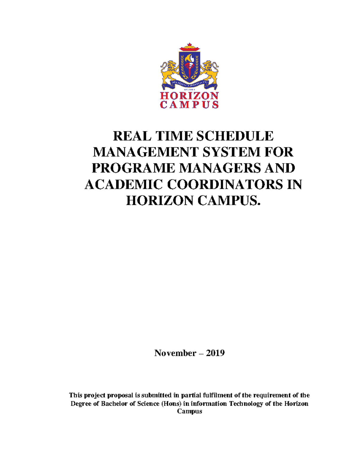 Sample Project Proposal 3 - REAL TIME Schedule Management System FOR ...
