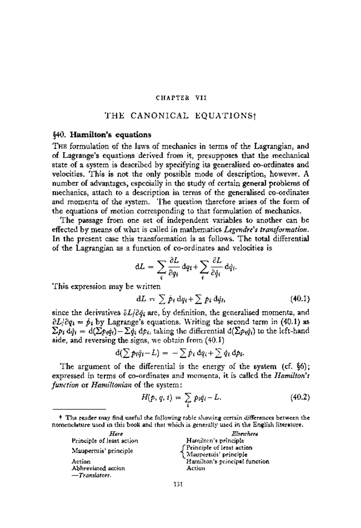 6 - Book - CHAPTER VII THE CANONICAL EQUATIONS! §40. Hamilton's ...