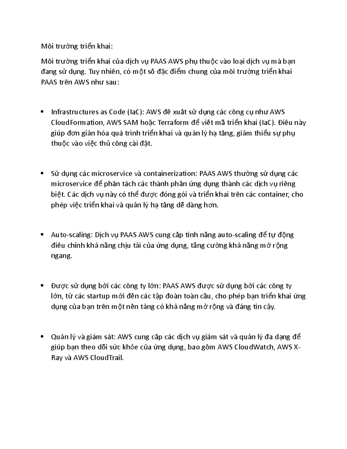 Môi trường triển khai PAAS AWS 1 - Môi tr ường tri n khai: ể Môi tr ường tri n khai c a d ch v ể ...