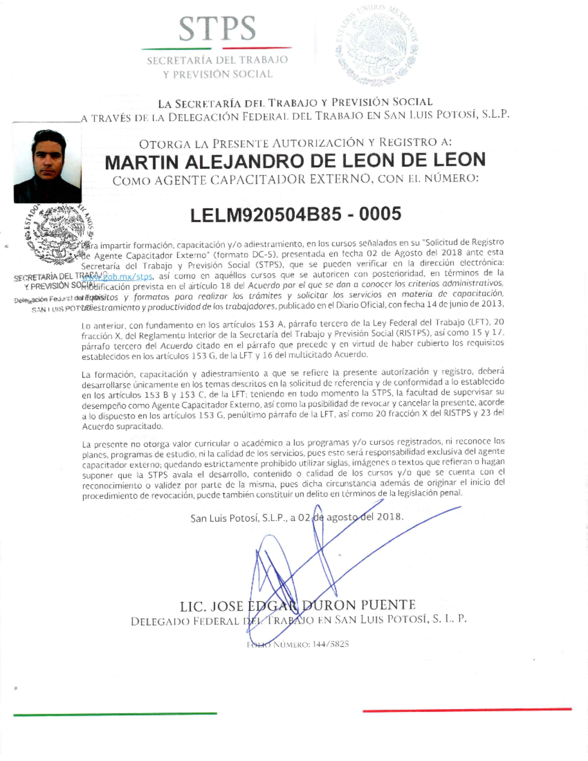 Certificacion DC5 DE LEON DE LEON Martin - UNIDUS STPS 1005 SECURITY ...