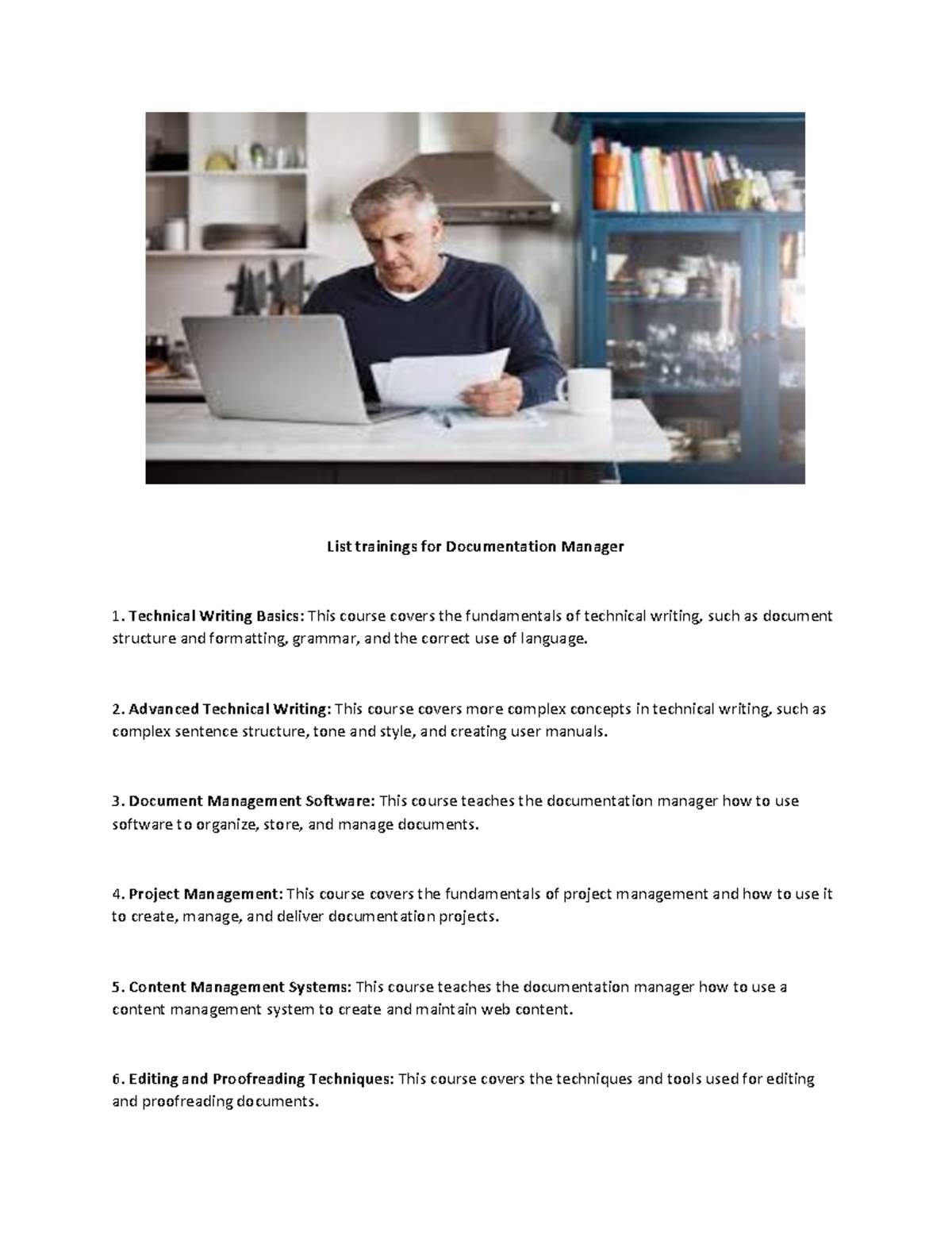 Documentation Manager - Training - List trainings for Documentation Manager Technical Writing ...