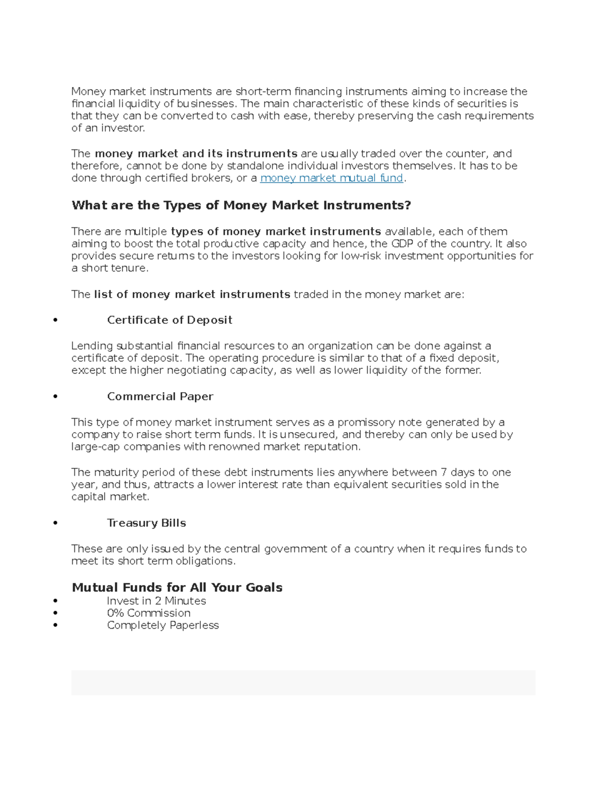 Lecture Money Market - maths - Money market instruments are short-term ...
