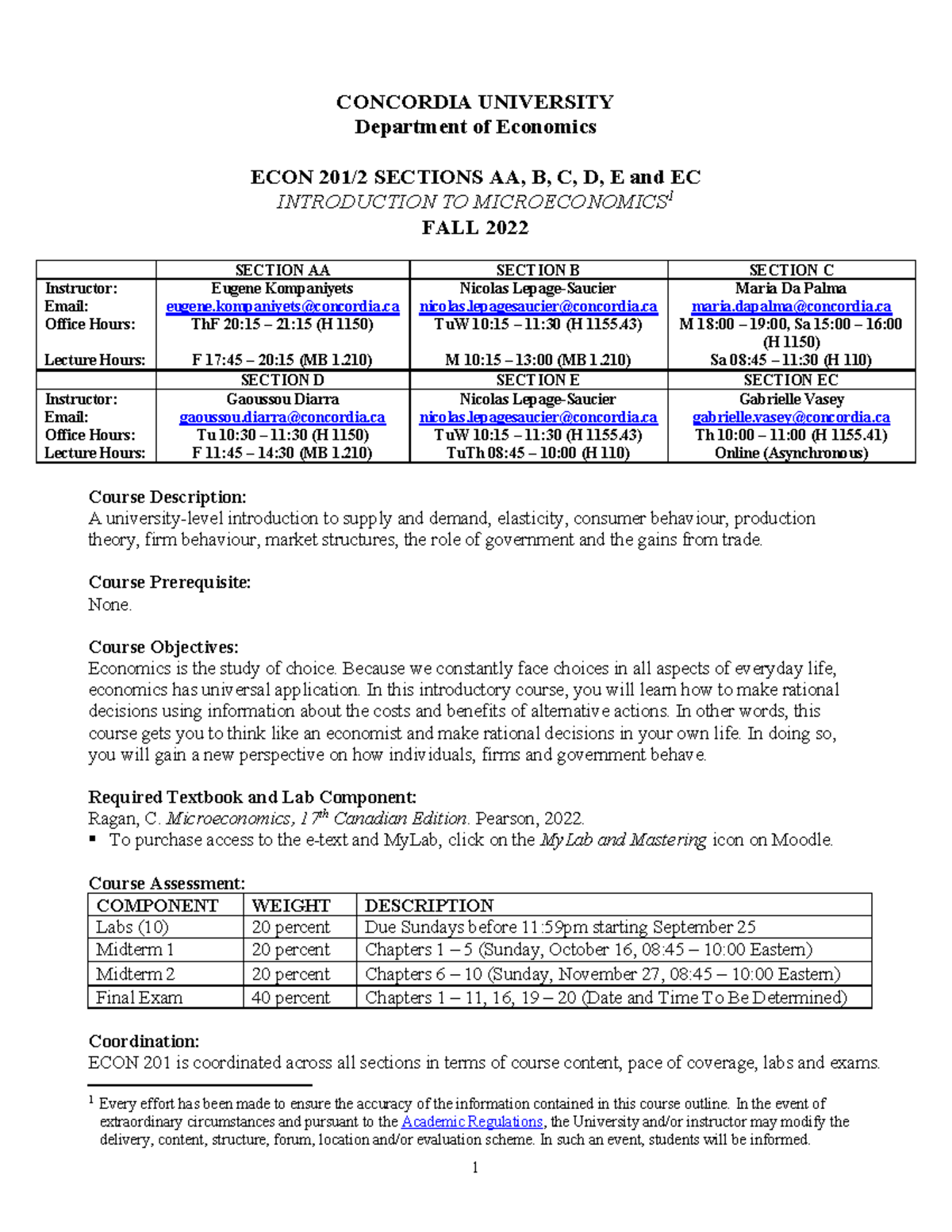 ECON201 Outline (2022F - Lepage-Saucier E and Vasey) - CONCORDIA ...