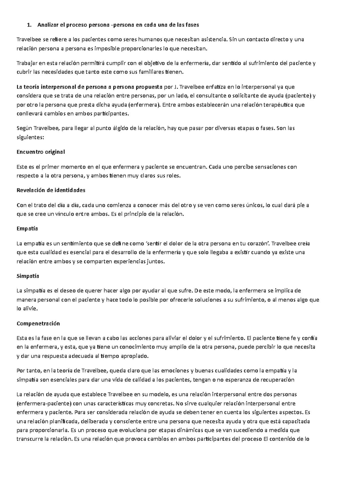 Teoria persona-persona - 1. Analizar el proceso persona -persona en ...