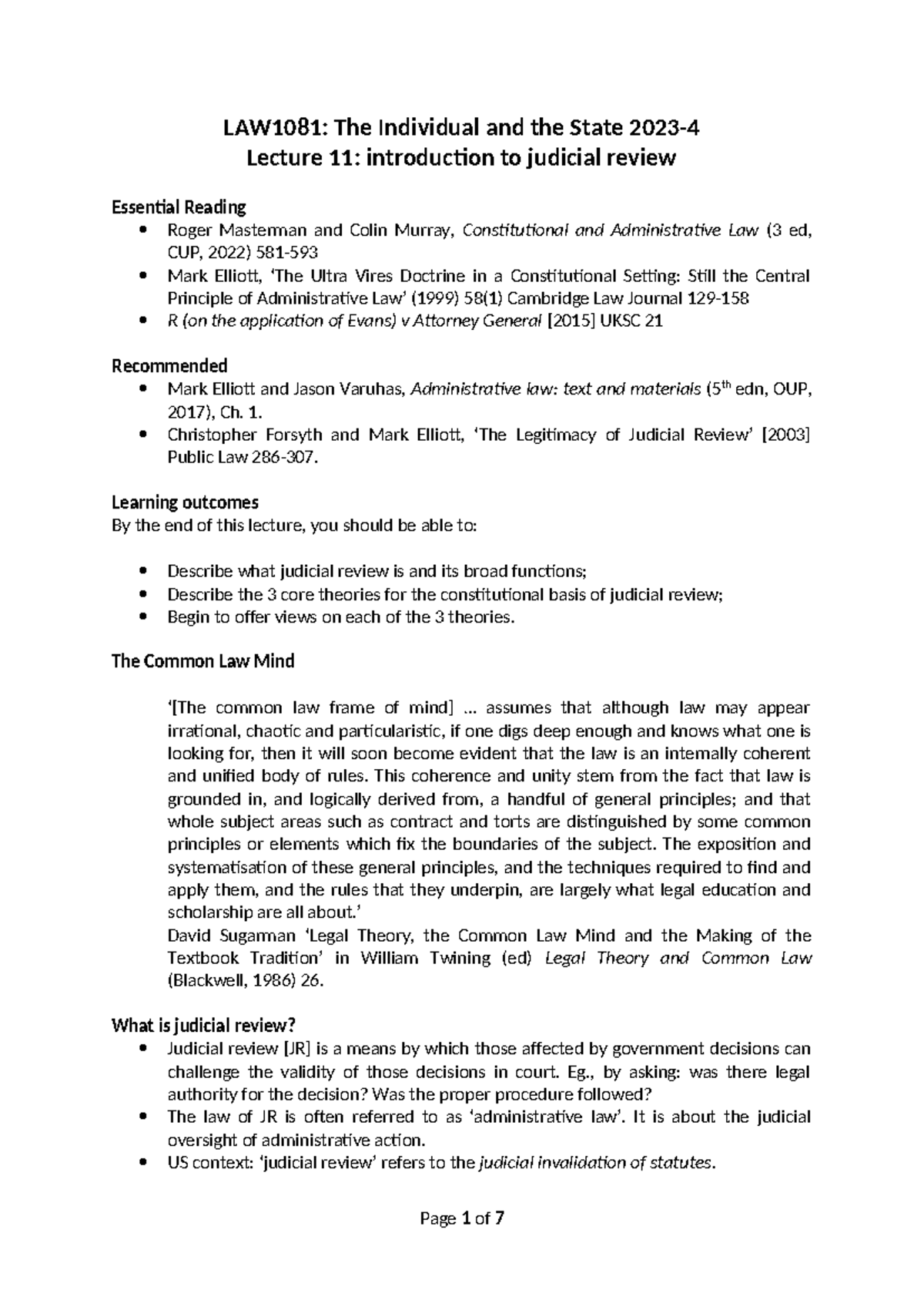 11. I&S JR introduction LN - Tagged - LAW1081: The Individual and the ...