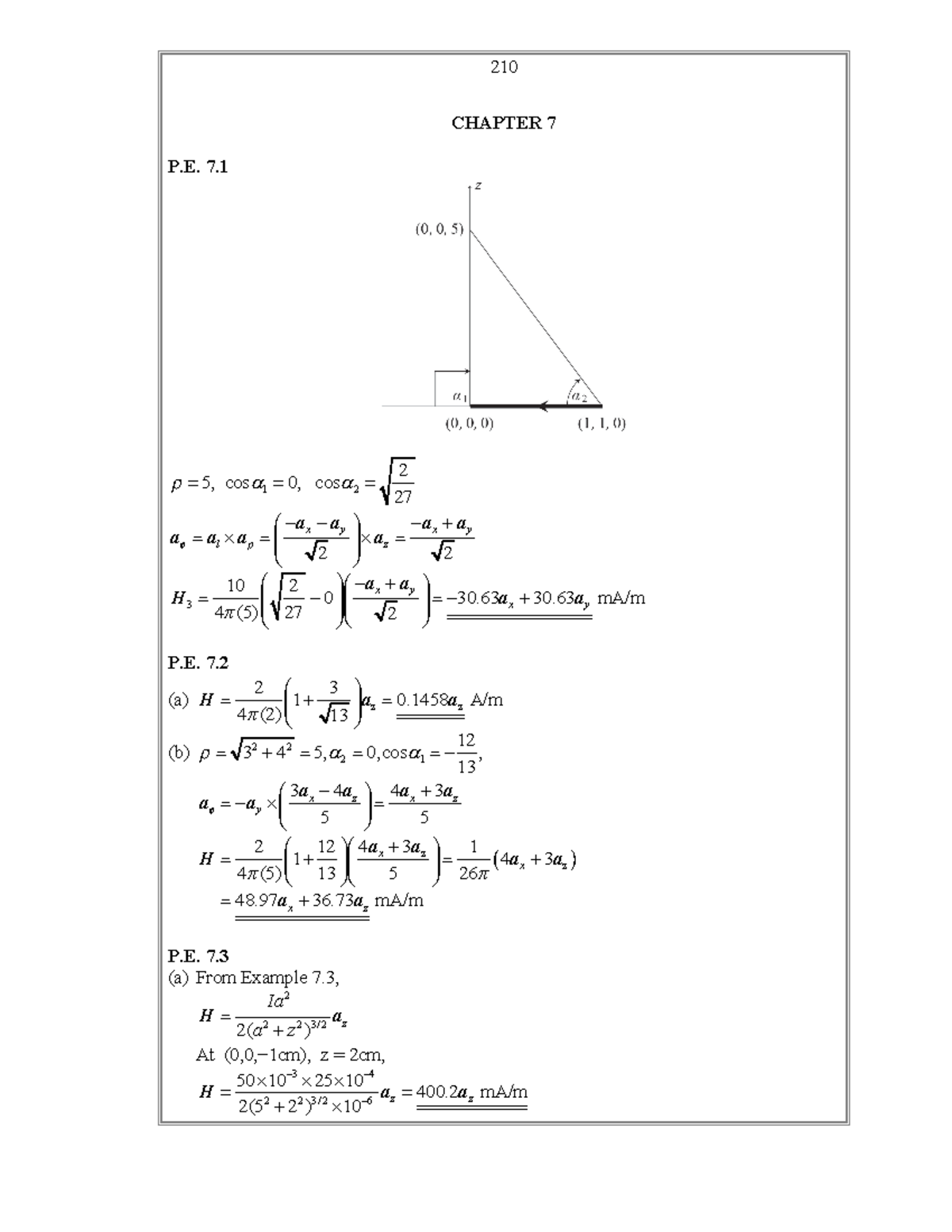 Sadiku 7XE Solutions Manual Ch07 - ####### CHAPTER 7 ####### P. 7. 1 2 ####### 2 5, cos 0, cos ...