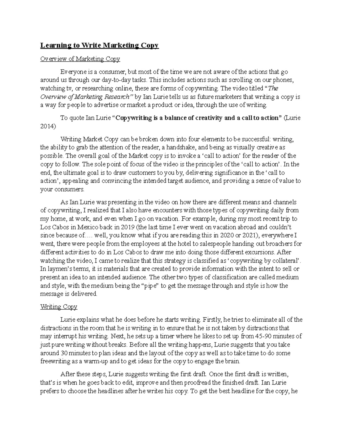 Learning to Write Marketing Copy - Learning to Write Marketing Copy ...