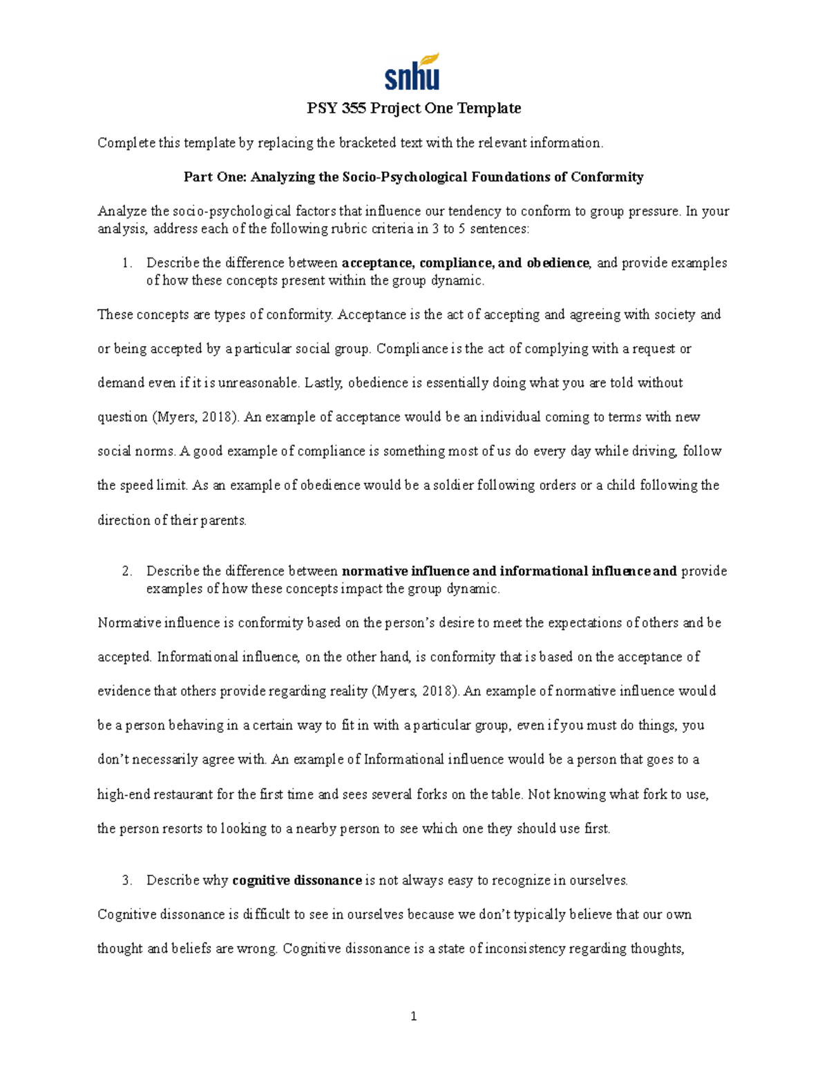 PSY 355 Project One Template - PSY 355 Project One Template Complete ...