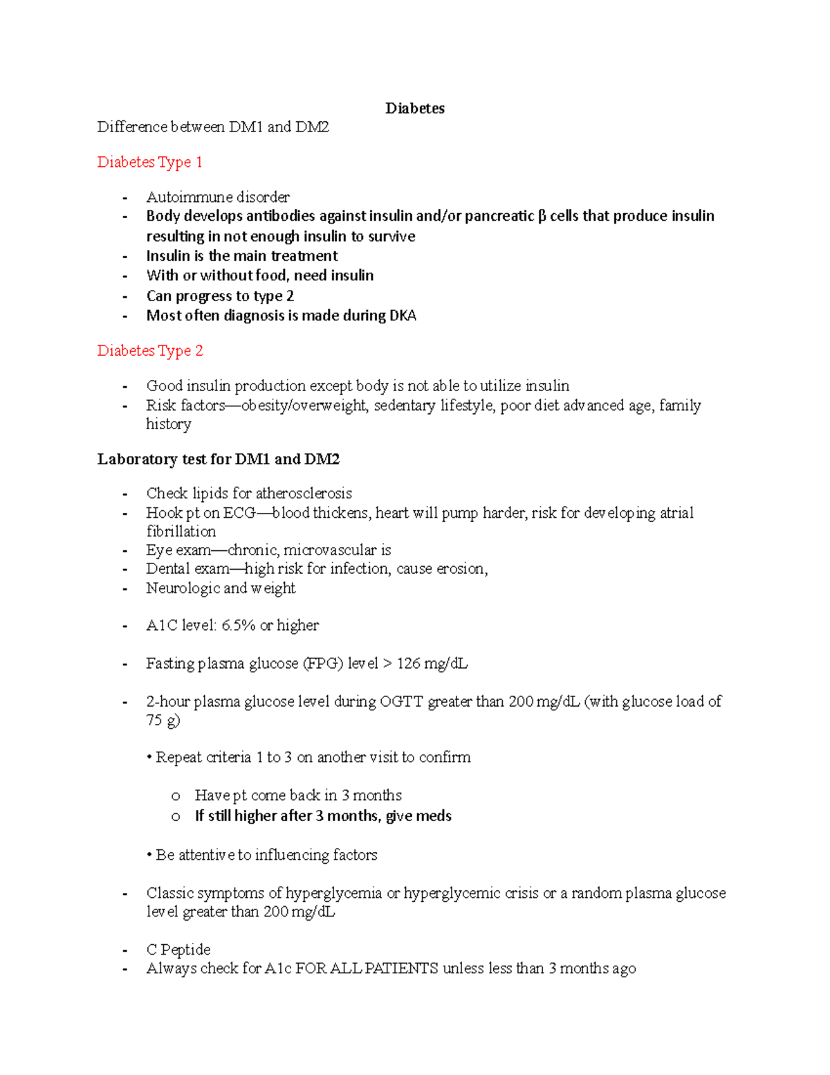 Week 2 Study Guide - Diabetes Difference between DM1 and DM Diabetes ...