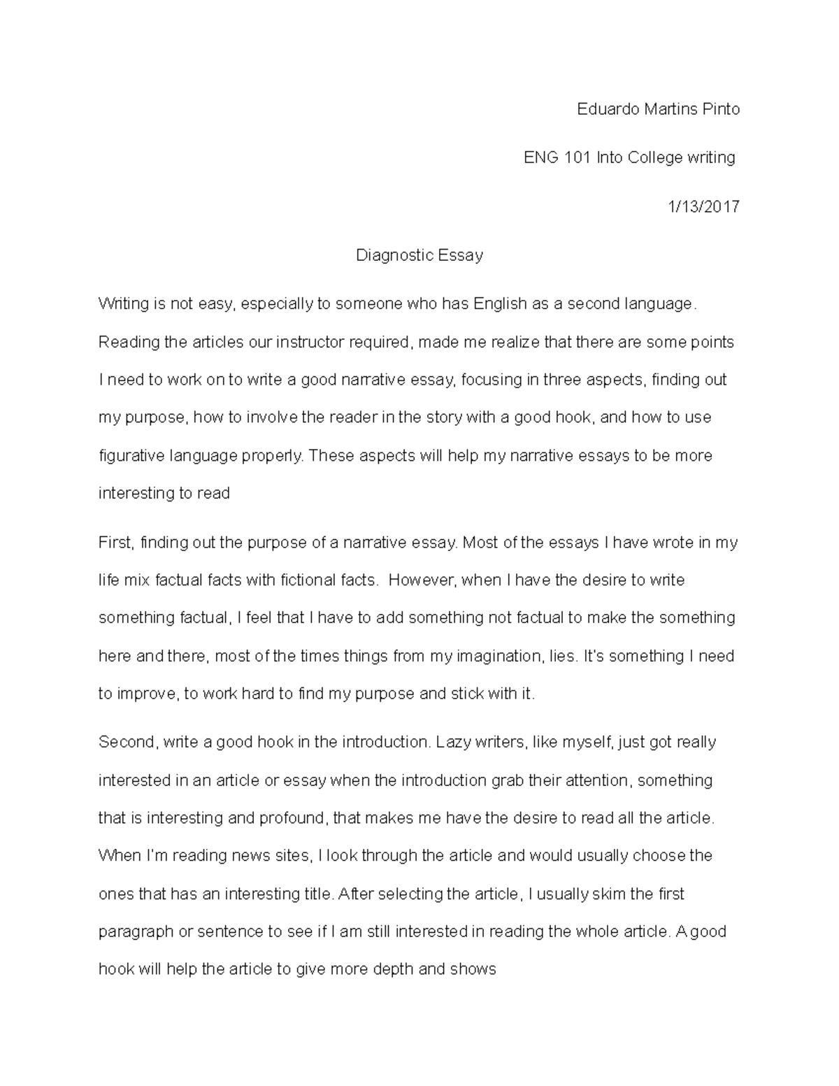 Narrative Piece - ascas - Eduardo Martins Pinto ENG 101 Into College ...
