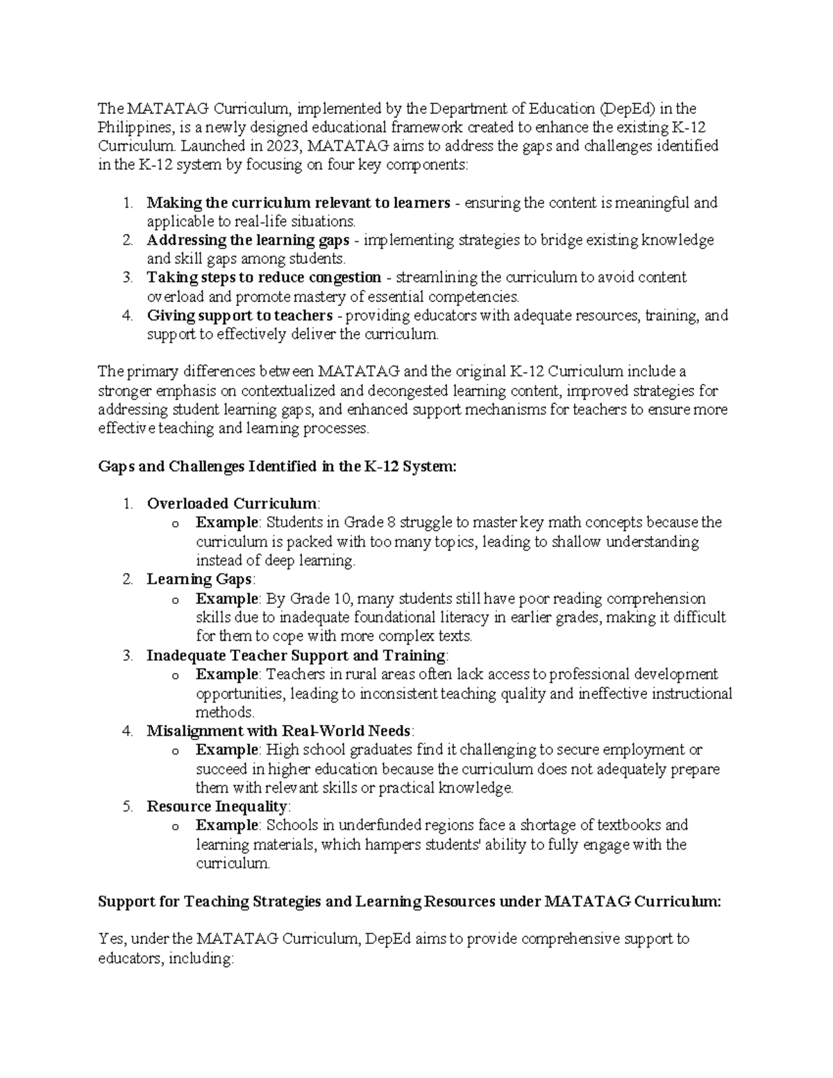 The Matatag Curriculum - The MATATAG Curriculum, implemented by the ...