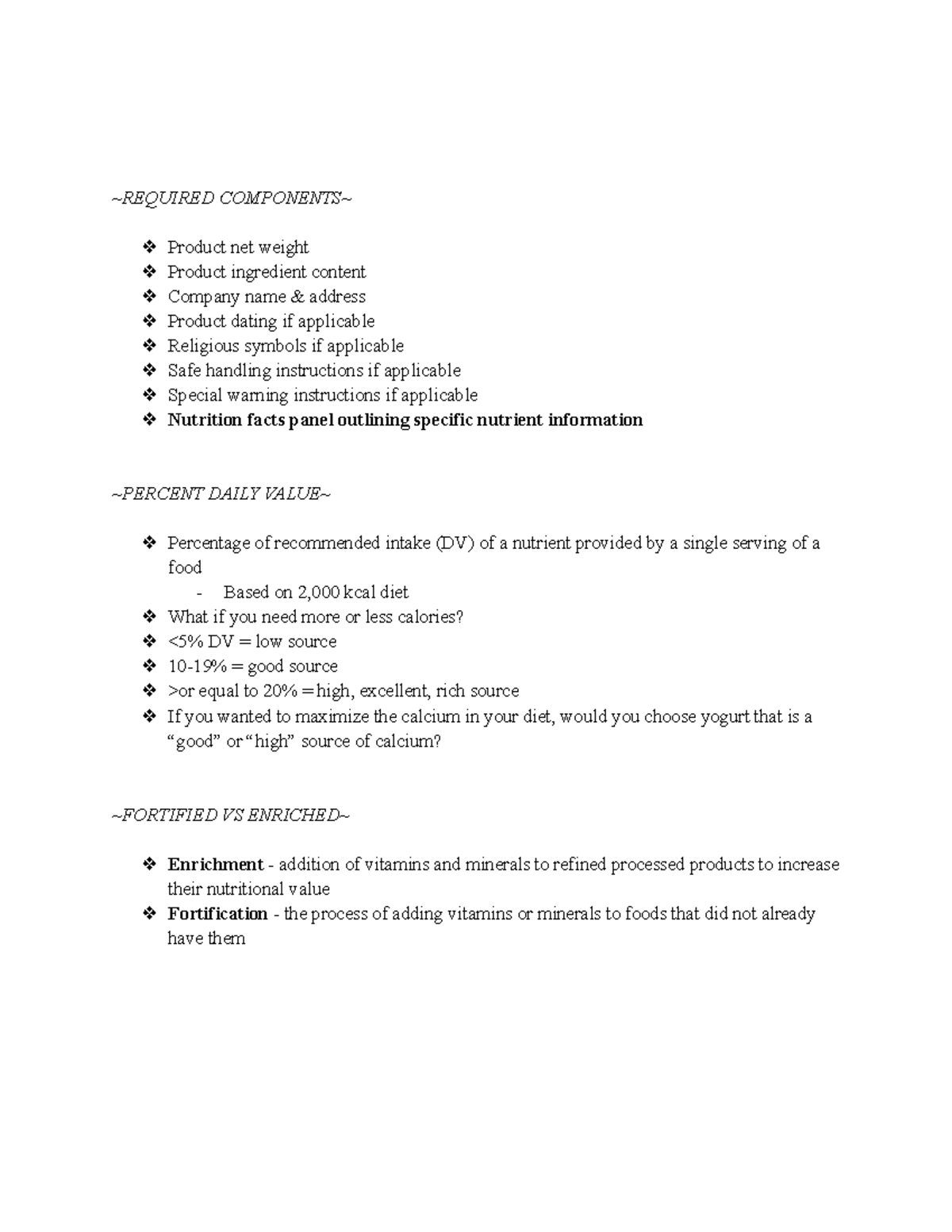 Food Labels - ESS - ~REQUIRED COMPONENTS~ Product net weight Product ...
