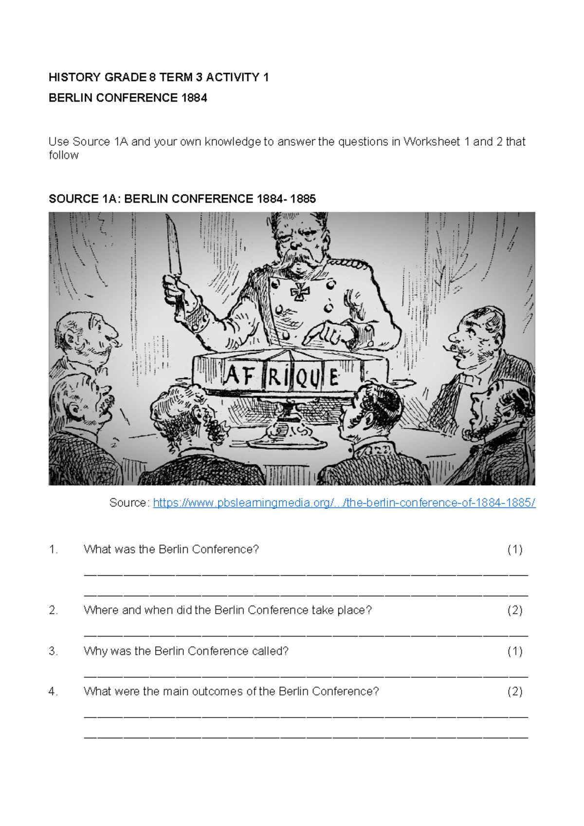 2024 History Grade 8 TERM 3 Worksheets - HISTORY GRADE 8 TERM 3 ...