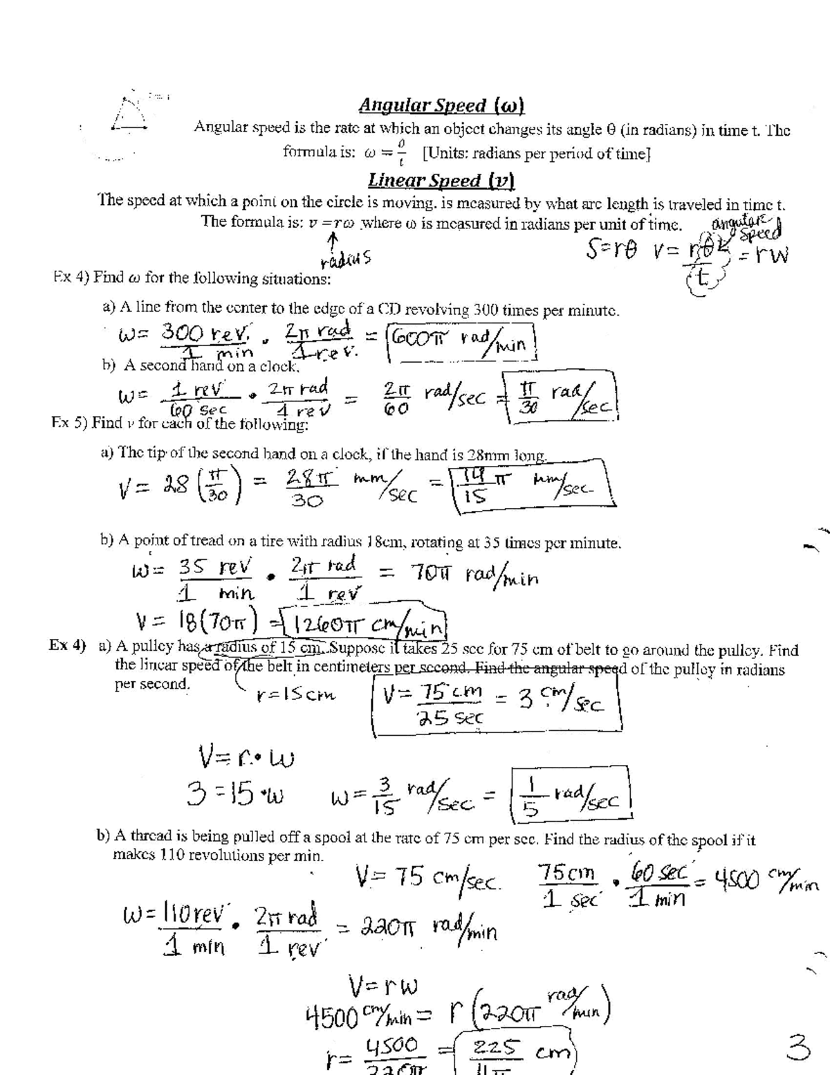 Angular linear speed 2 - MTH 141 - Studocu