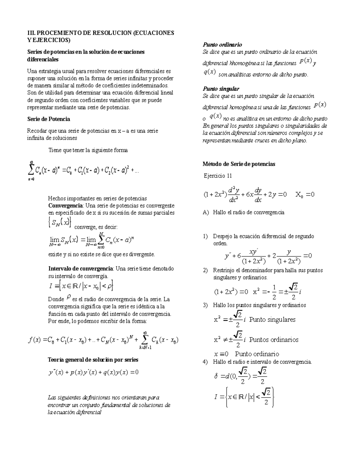 Informe Ecuaciones Formato IEEE - III. PROCEMIENTO DE RESOLUCION ...