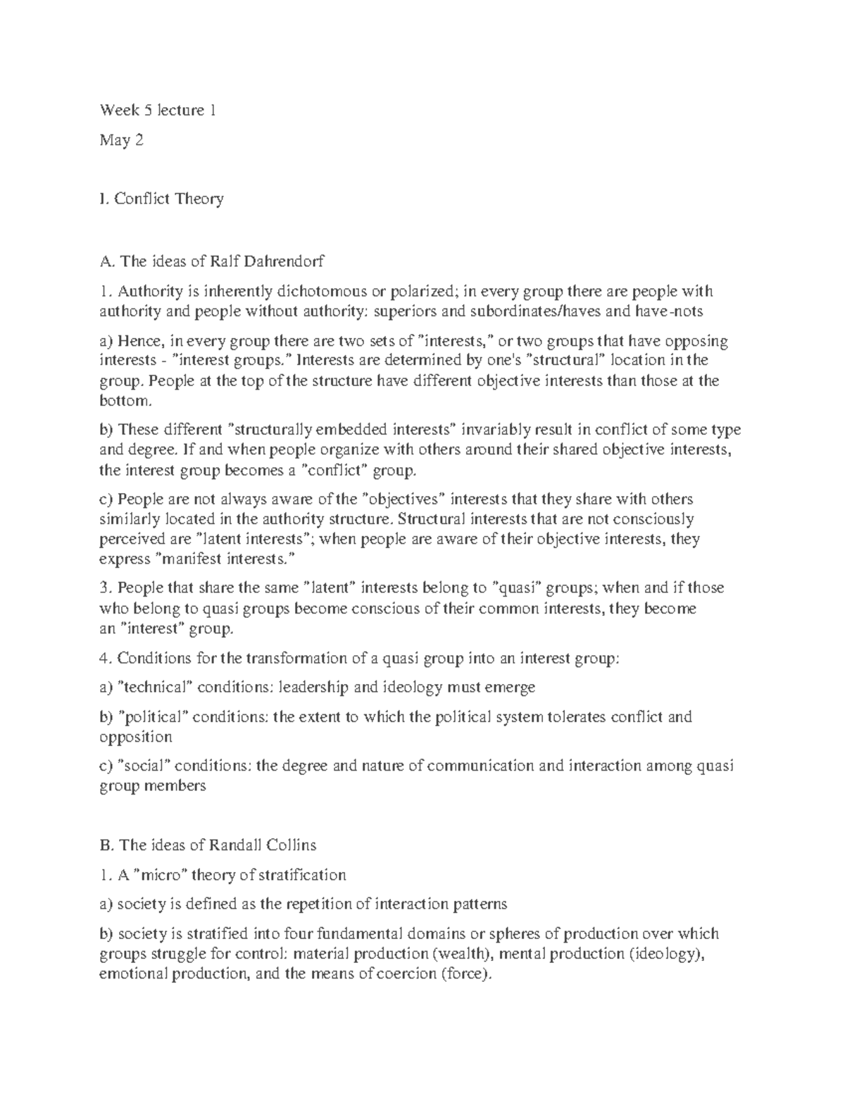 Week 5 lecture 1 - conflict theory cont. - Warning: TT: undefined function: 32 Week 5 lecture 1 ...