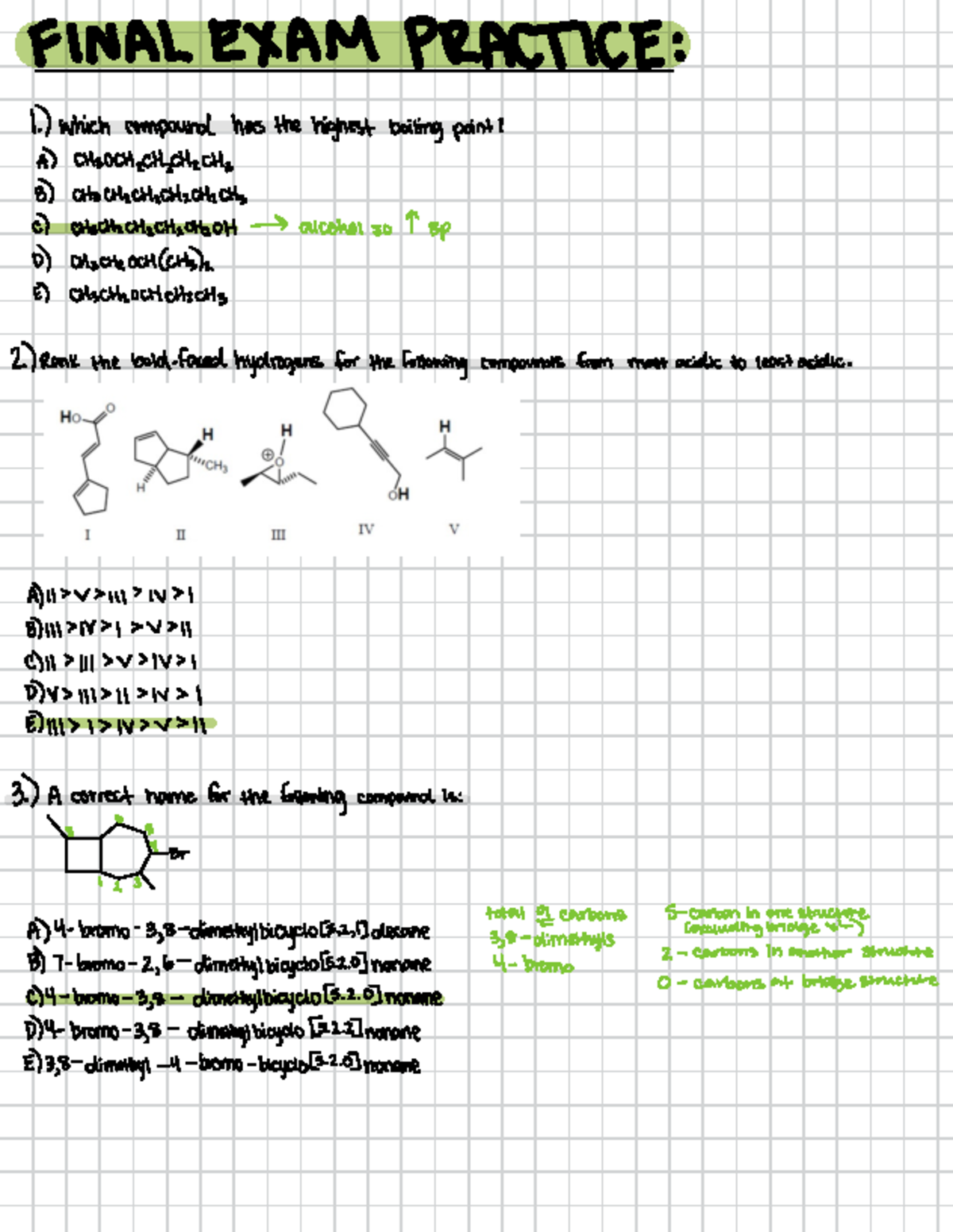 Final Exam Practice - work - FINAL EXAM PRACTICE : which compound has ...